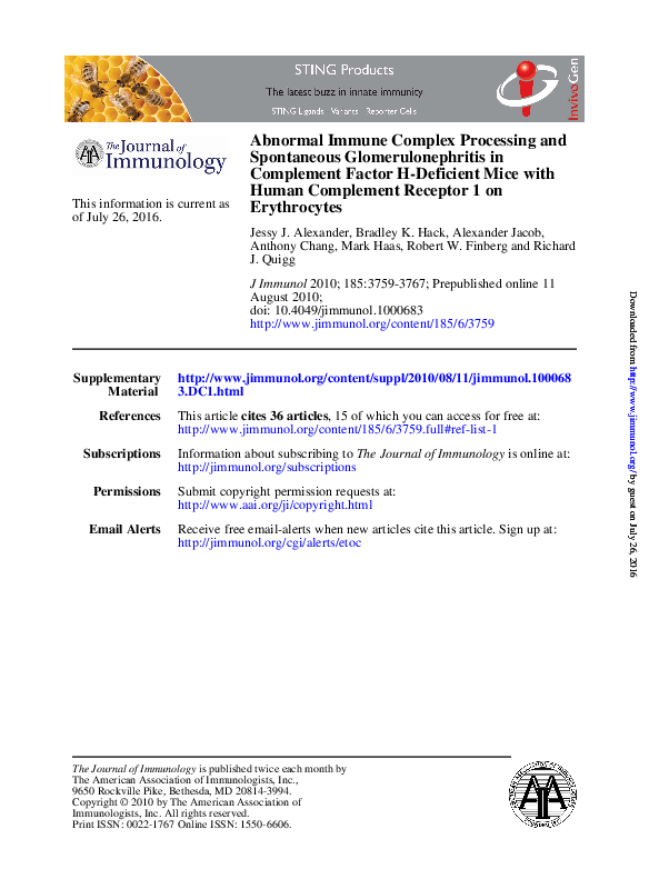 (PDF) Abnormal Immune Complex Processing and Spontaneous ...