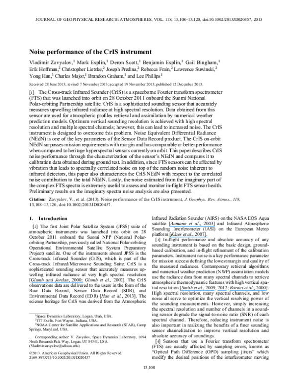 (PDF) Noise performance of the CrIS instrument
