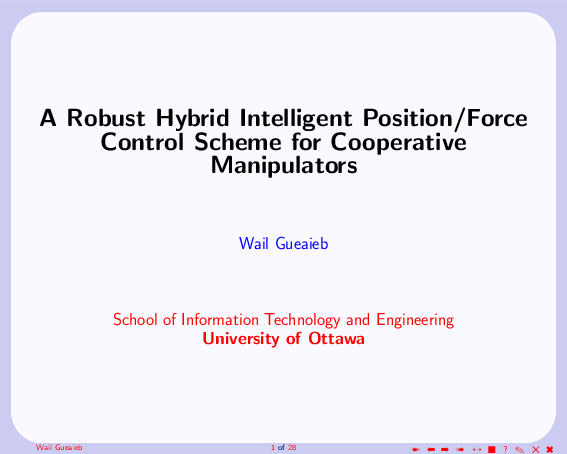 Pdf Adaptive Hybrid Position Force Control Of Robotic Manipulators Farzad Pourboghrat