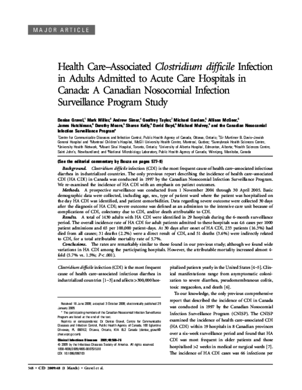(PDF) Health Care–Associated Clostridium difficile Infection in Adults ...