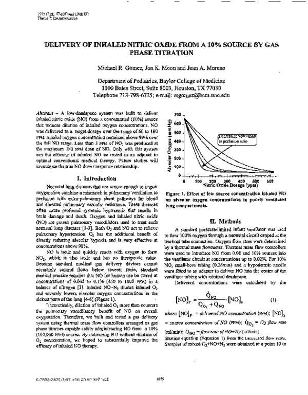 (PDF) Delivery of inhaled nitric oxide from a 10% source by gas phase ...