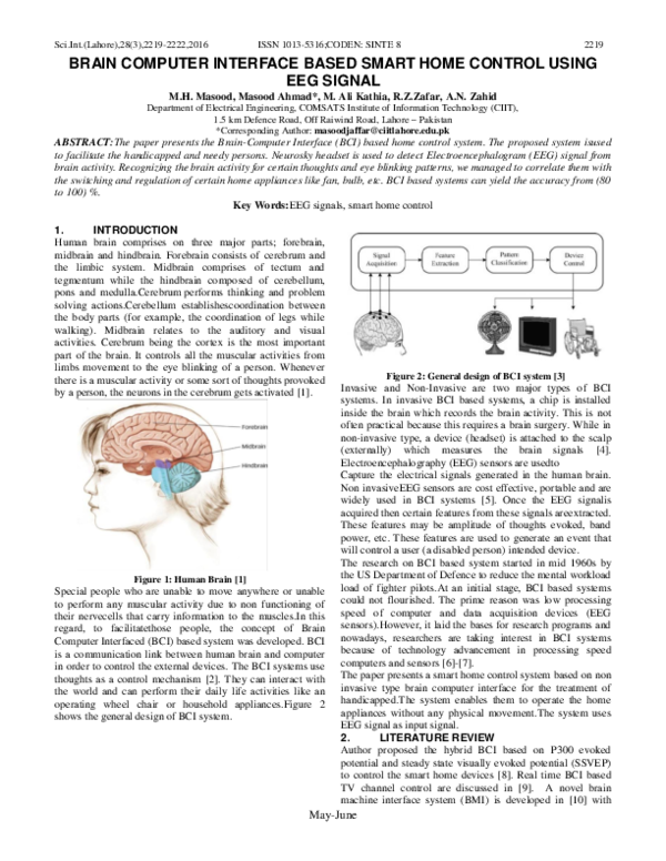 Pdf Brain Computer Interface Based Smart Home Control Using Eeg Signal