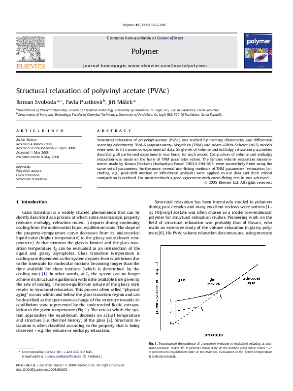 (PDF) Structural relaxation of polyvinyl acetate (PVAc