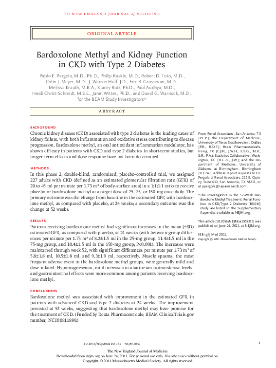 (PDF) Bardoxolone Methyl and Kidney Function in CKD with Type 2 Diabetes