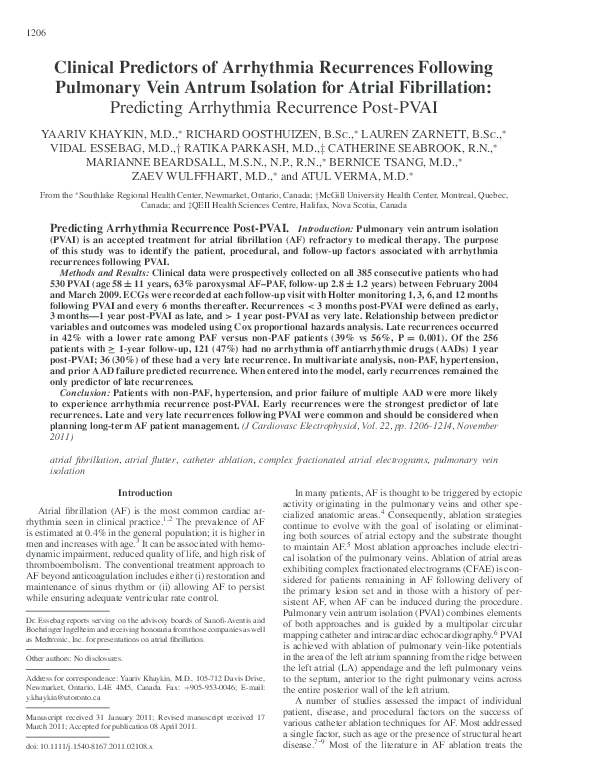 Pdf Predicting Recurrent Atrial Fibrillation After Catheter Ablation Milan Marinkovic