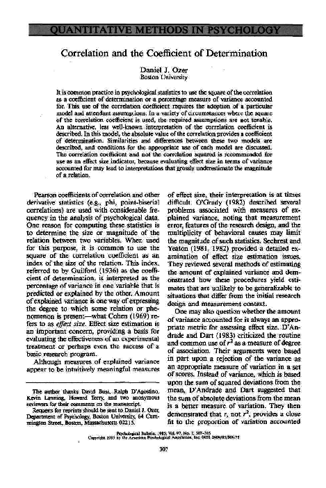 (PDF) Correlation and the coefficient of determination.
