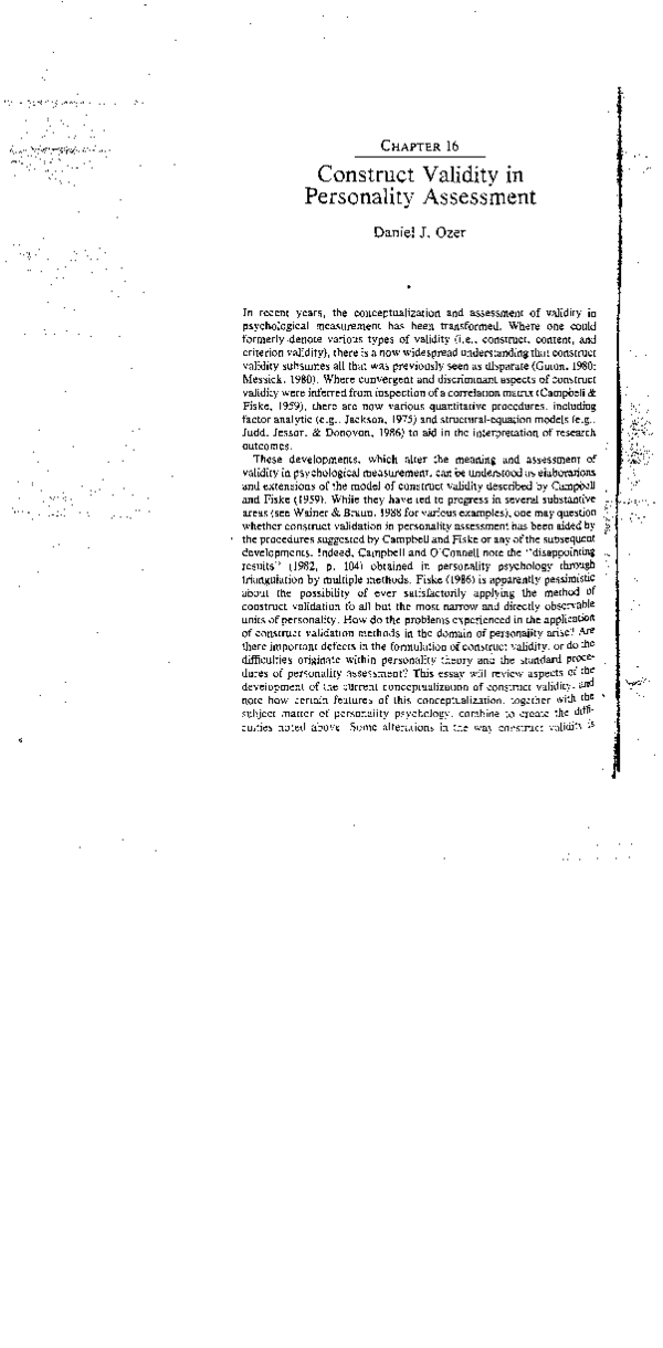 (PDF) Construct validity in personality assessment