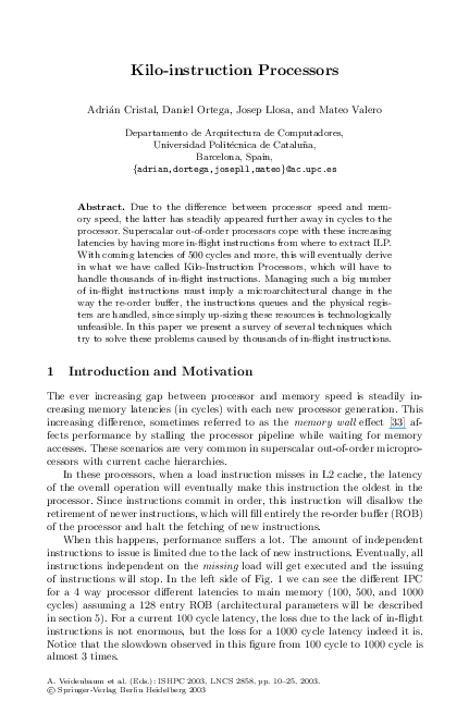 (PDF) Kilo-instruction Processors