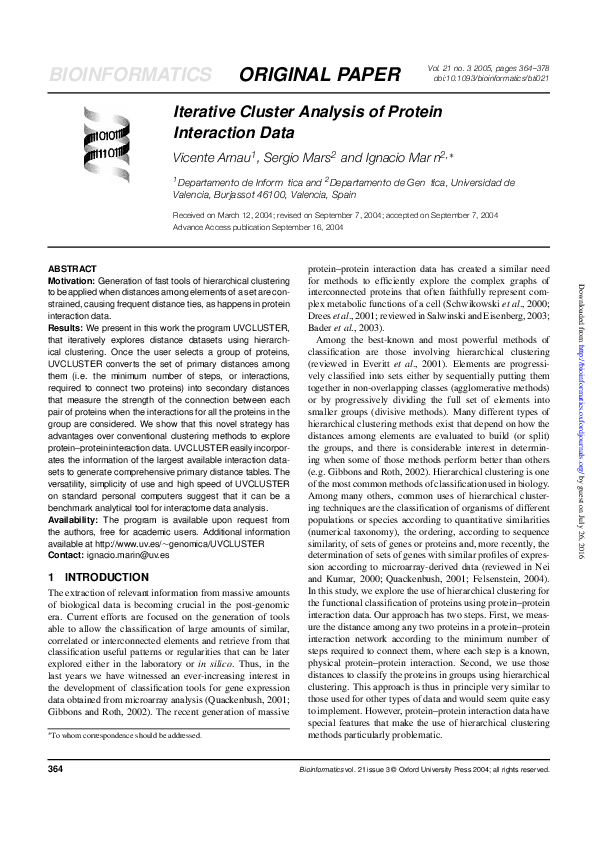 (PDF) Iterative Cluster Analysis of Protein Interaction Data