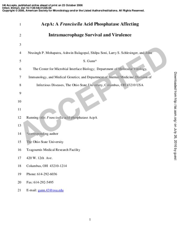 (PDF) Intramacrophage Survival and Virulence