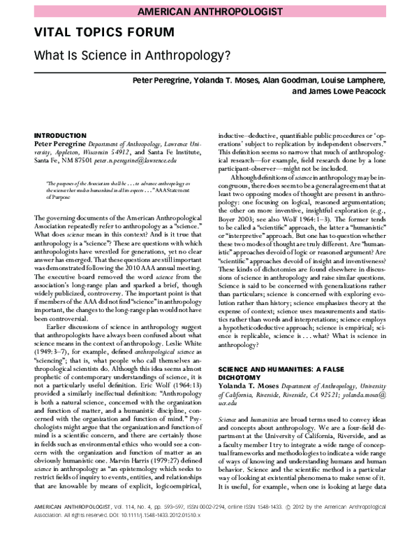 (PDF) What Is Science in Anthropology