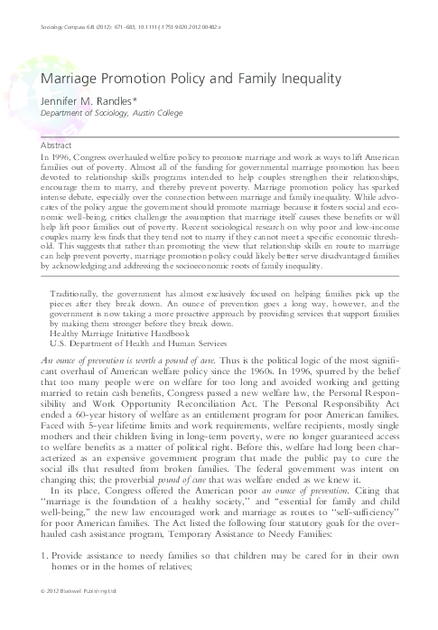 (PDF) Marriage Promotion Policy and Family Inequality | Jennifer ...