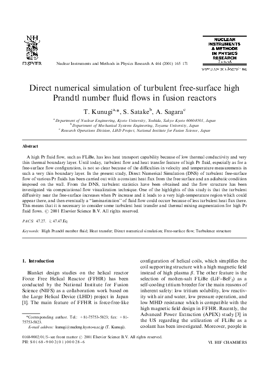(PDF) Direct numerical simulation of turbulent free-surface high Prandtl number fluid flows in ...