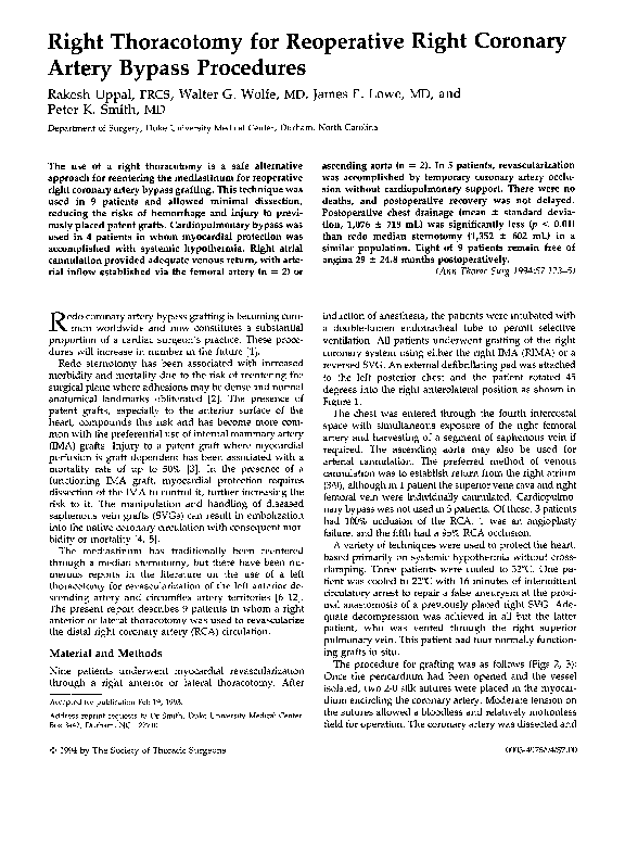 (PDF) Right thoracotomy for reoperative right coronary artery bypass ...