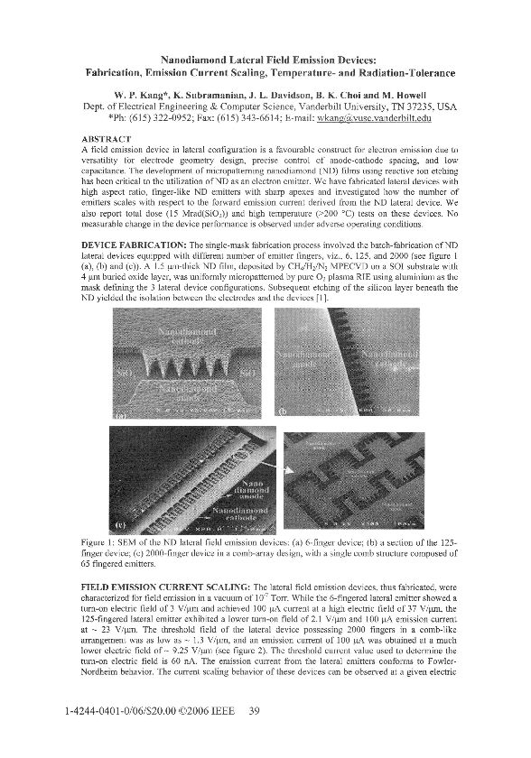 (PDF) Nanodiamond Lateral Field Emission Devices: Fabrication, Emission ...