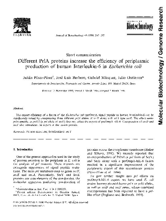 (PDF) Different PrlA proteins increase the efficiency of periplasmic ...