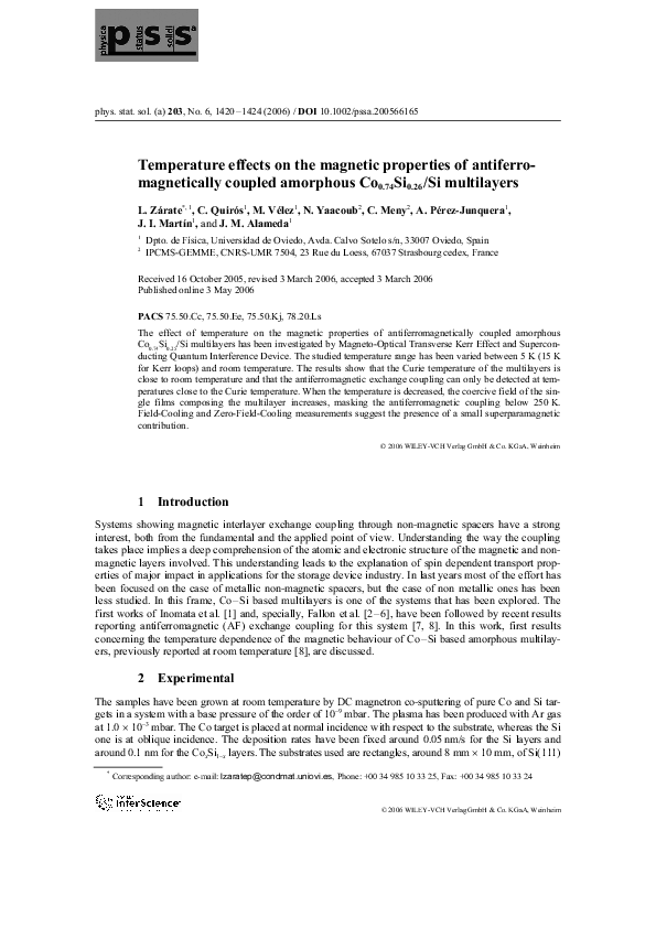 (PDF) Temperature effects on the magnetic properties of ...