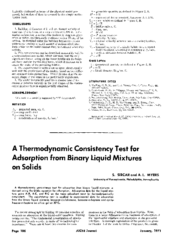 (PDF) Thermodynamic consistency test for adsorption of liquids and ...