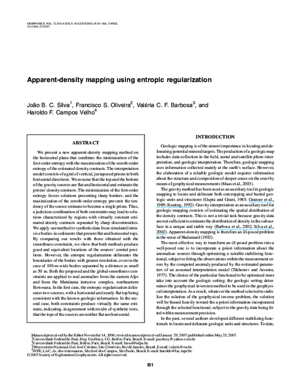 (PDF) Apparent-density mapping using entropic regularization