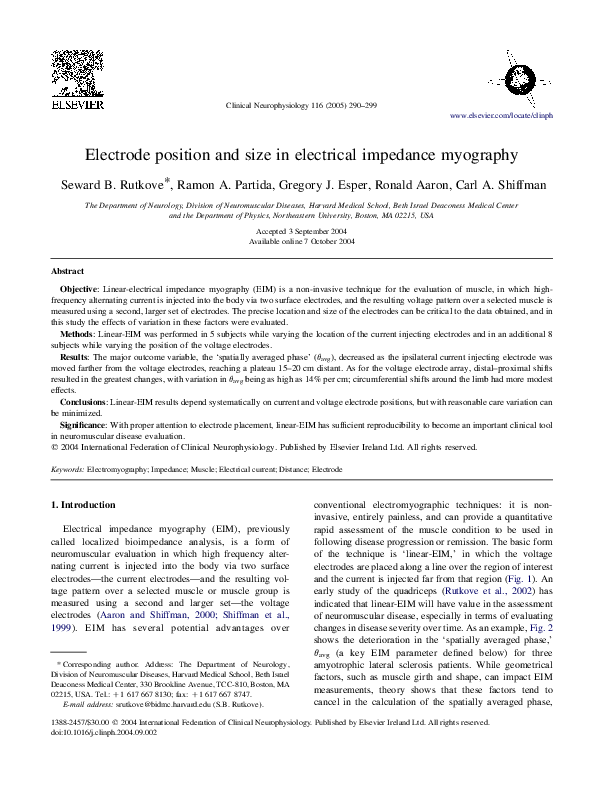 (PDF) Electrode position and size in electrical impedance myography