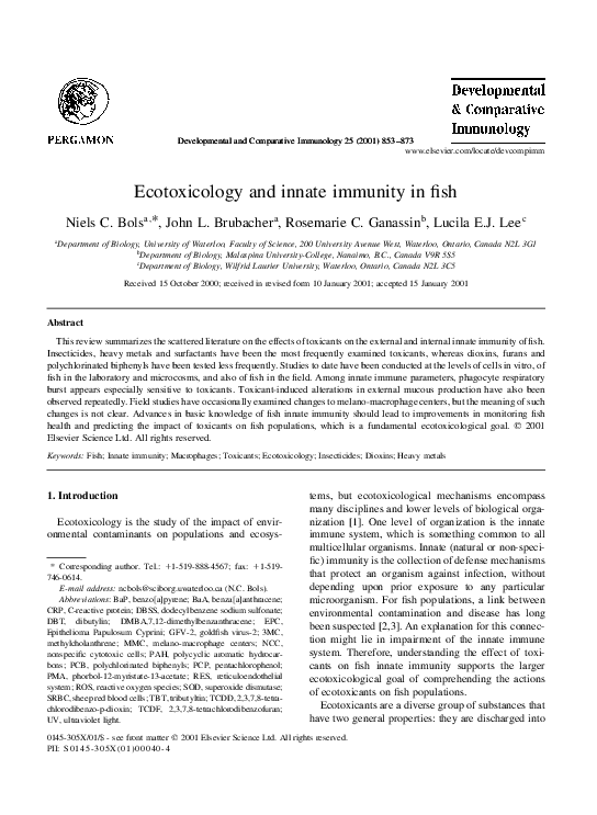 (PDF) Ecotoxicology and innate immunity in fish