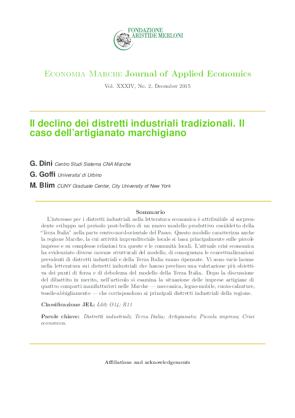 (PDF) Economic Decline in Traditional Industries of Italy