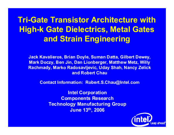 (PDF) Tri-Gate Transistor Architecture with High-k Gate Dielectrics ...