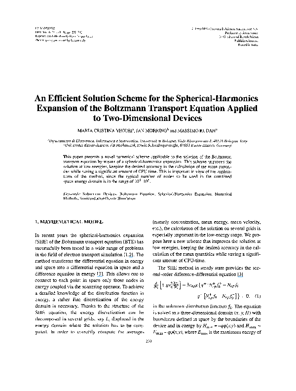 (PDF) An Efficient Solution Scheme for the Spherical-Harmonics Expansion of the Boltzmann ...