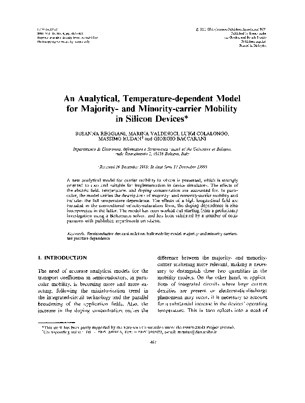 (PDF) An Analytical, Temperature-dependent Model for Majority- and Minority-carrier Mobility in ...
