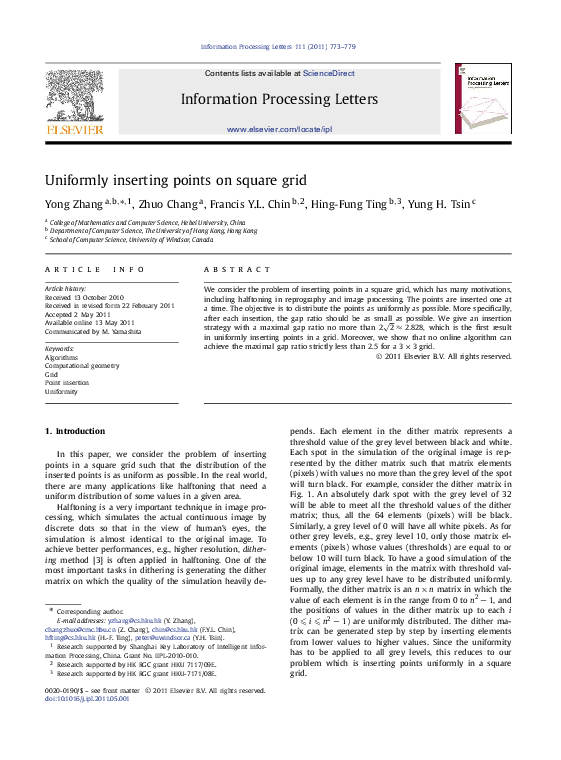 (PDF) Uniformly inserting points on square grid | Zhuo Chang - Academia.edu