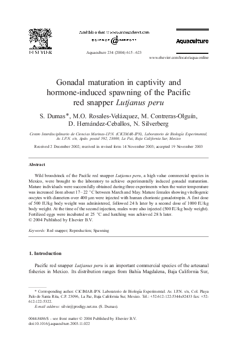 (PDF) Gonadal maturation in captivity and hormone-induced spawning of ...