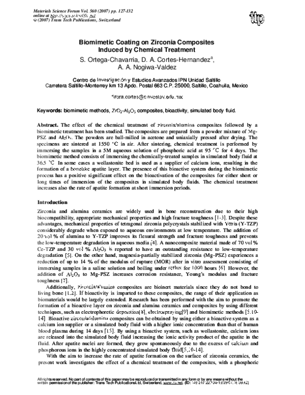 (PDF) Biomimetic Coating on Zirconia Composites Induced by Chemical ...