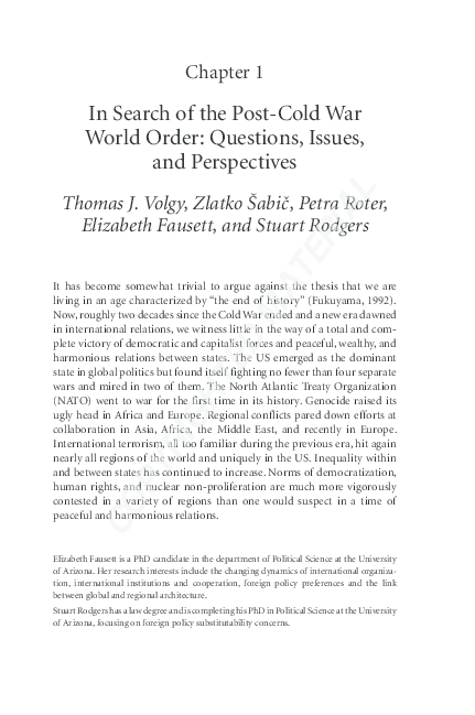 (PDF) In Search of the Post-Cold War World Order: Questions, Issues ...