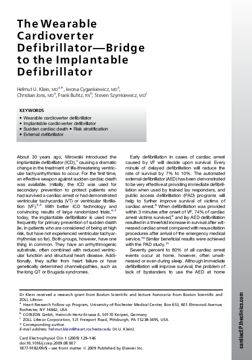 (PDF) The Wearable Cardioverter Defibrillator—Bridge to the Implantable ...