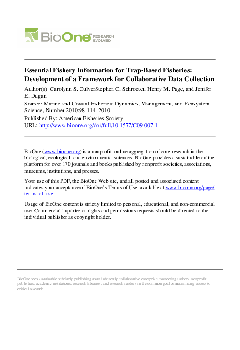 (PDF) Essential Fishery Information for Trap-Based Fisheries ...
