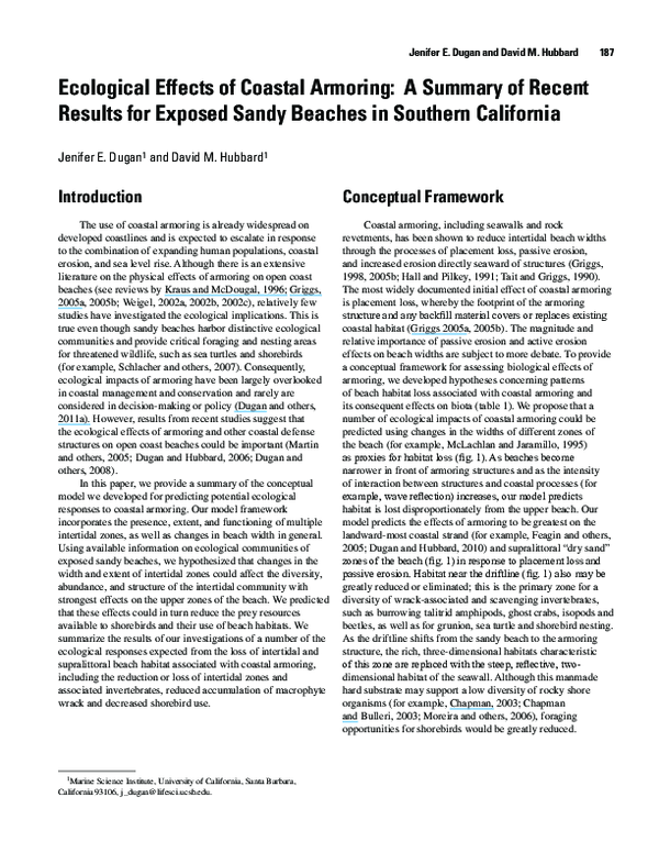(PDF) Ecological effects of coastal armoring—A summary of recent ...