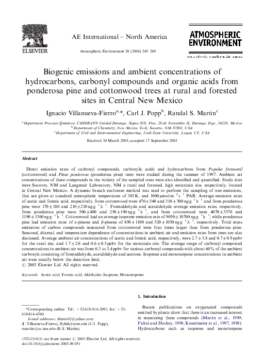 (PDF) Biogenic emissions and ambient concentrations of hydrocarbons ...