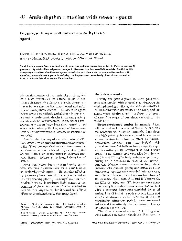 (PDF) Encainide: A new and potent antiarrhythmic agent