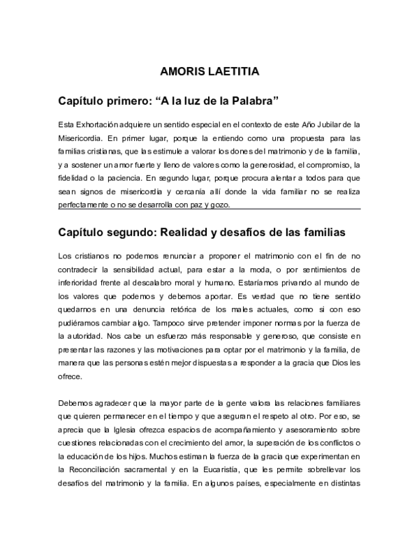 (DOC) RESUMEN AMORIS LAETITIA