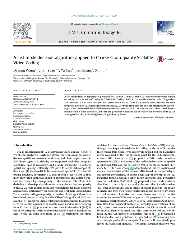 Pdf Fast Mode Decision For Scalable Video Coding