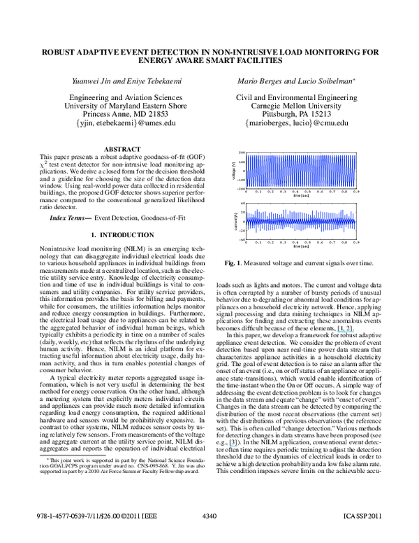 (PDF) Robust adaptive event detection in non-intrusive load monitoring for energy aware smart ...