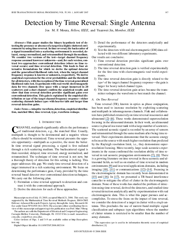 (PDF) Detection by Time Reversal: Single Antenna