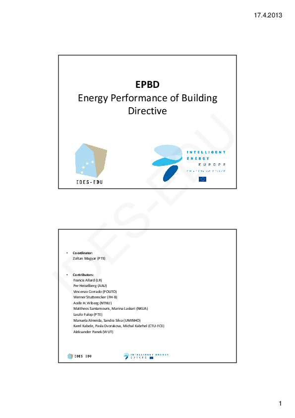 (PDF) EPBD Energy Performance of Building Directive @BULLET Coordinator