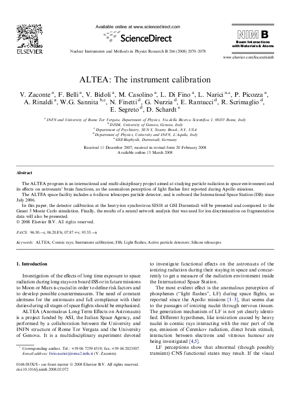 (PDF) ALTEA: The instrument calibration