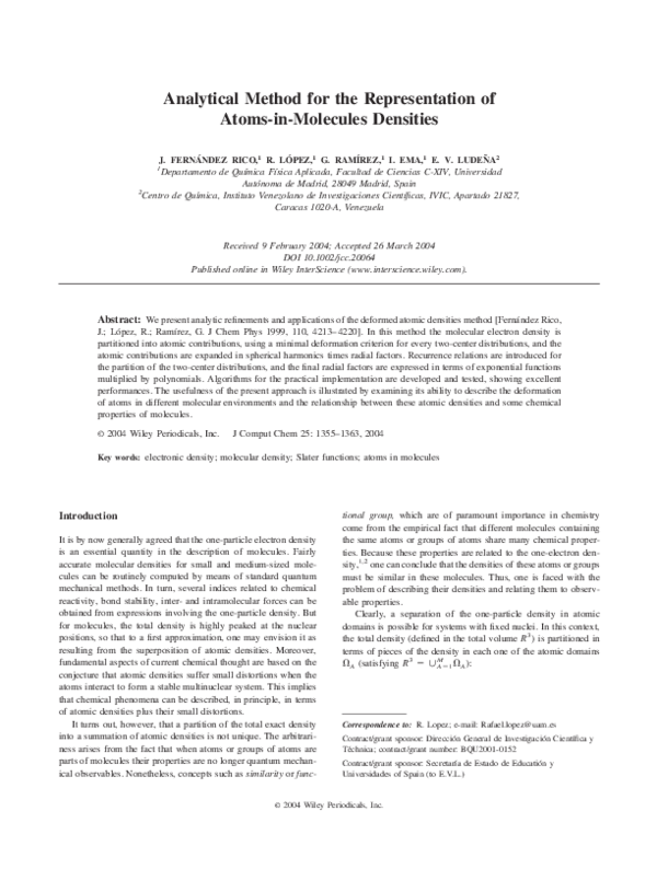 (PDF) Analytical method for the representation of atoms-in-molecules ...