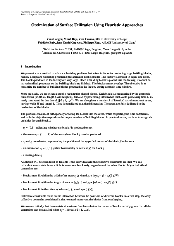 (PDF) Optimization of Surface Utilization Using Heuristic Approaches