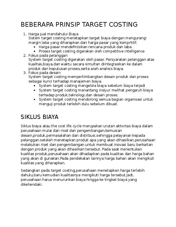 (DOC) BEBERAPA PRINSIP TARGET COSTING