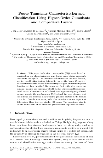 Pdf Power Transients Characterization And Classification Using Higher Order Cumulants And