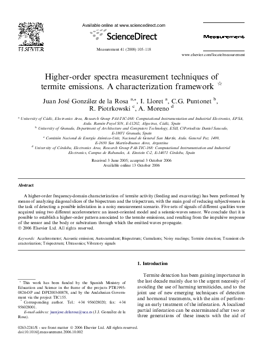 (PDF) Higher-order spectra measurement techniques of termite emissions ...