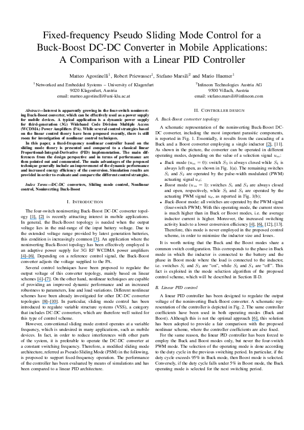 (PDF) Fixed-frequency Pseudo Sliding Mode control for a Buck-Boost DC-DC converter in mobile ...